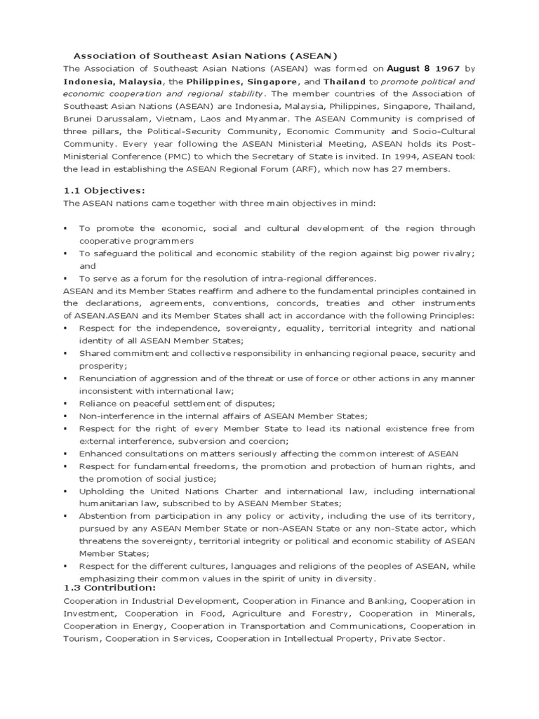 Association Of Southeast Asian Nations Asean Pdf Association Of