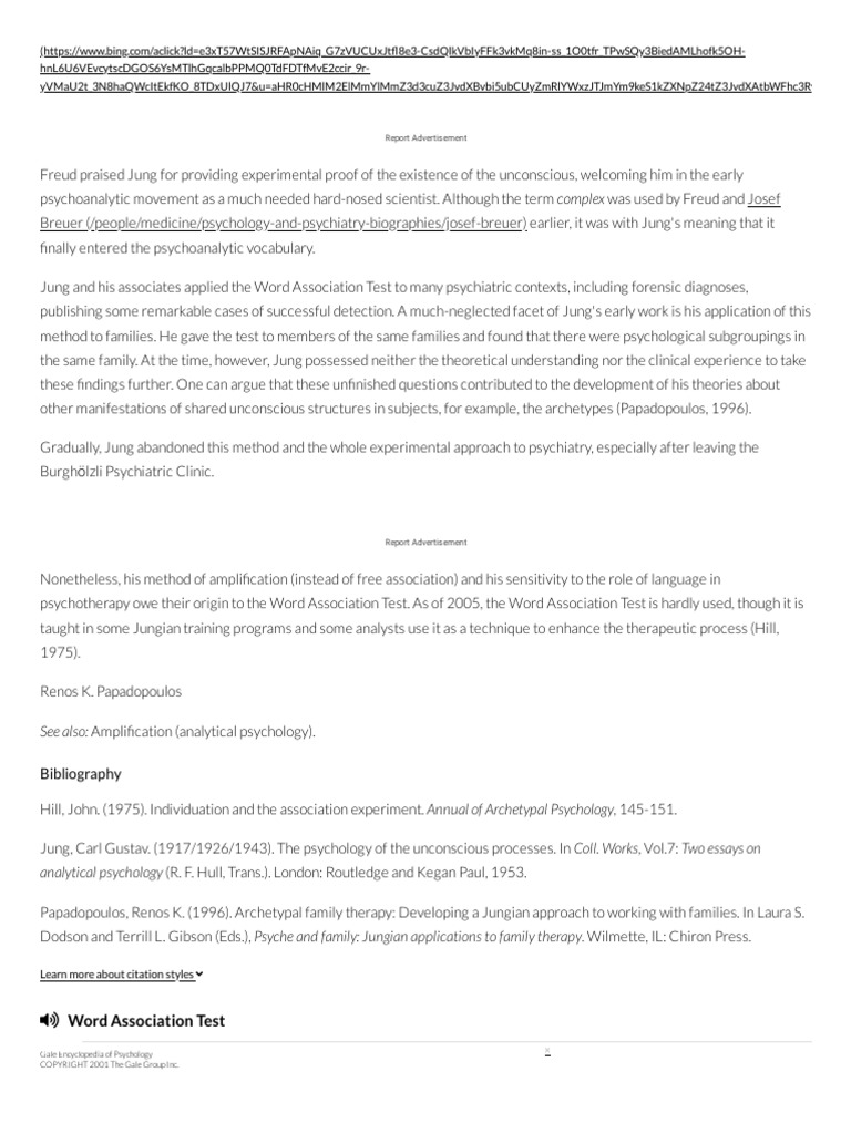 Word Association Test | PDF | Carl Jung | Analytical Psychology