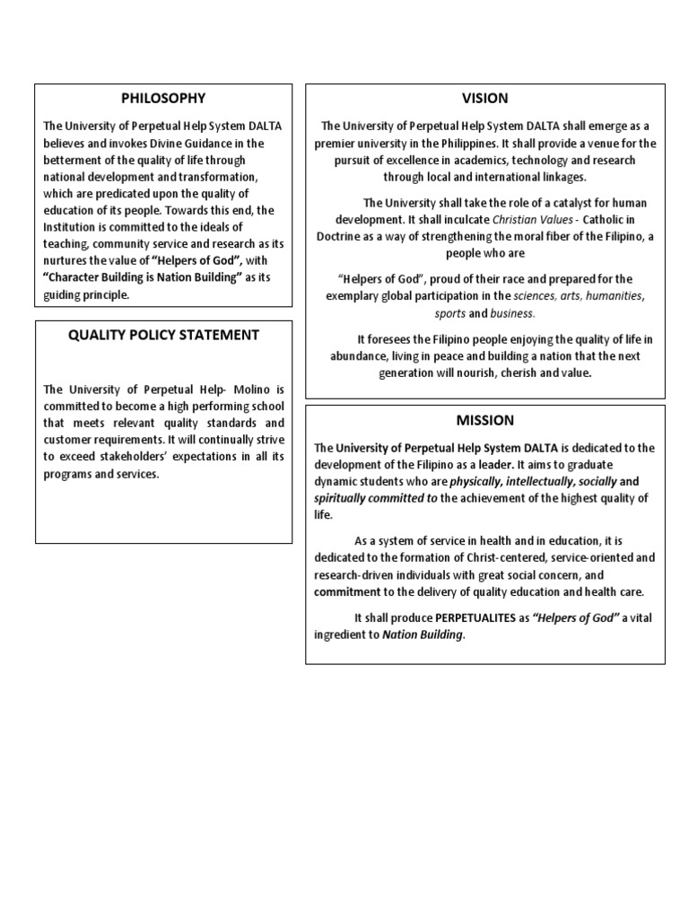 The Philosophy, Vision, Quality Policy, and Mission of the University ...