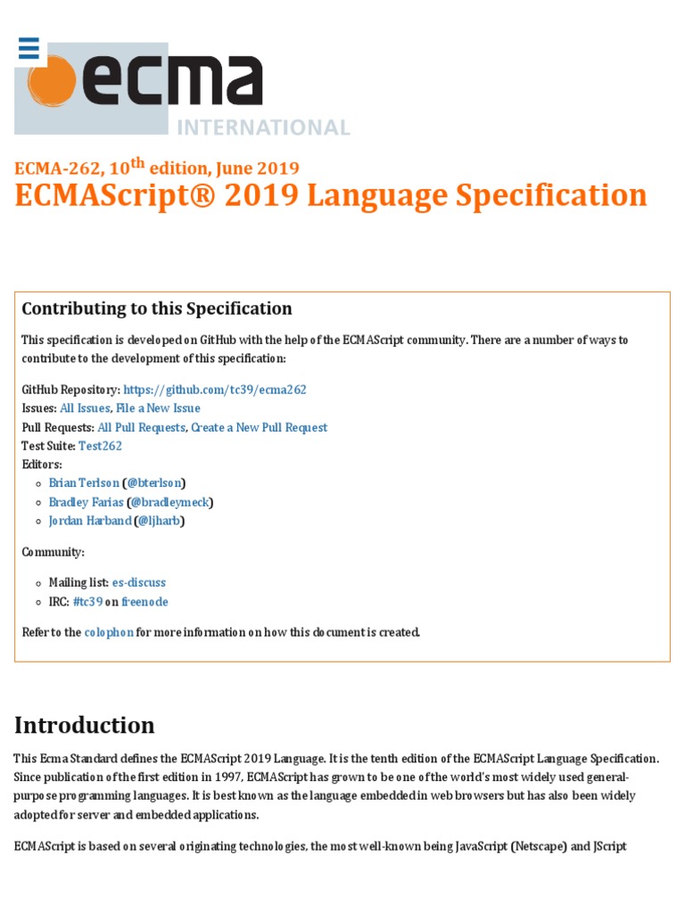 Ecma 262 | PDF | Parsing | Object Oriented Programming