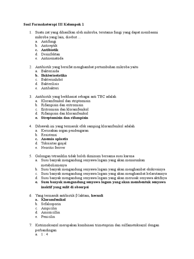 Kelompok 1 Soal Antibiotik | PDF
