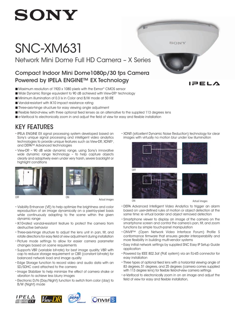 SNC XM631 Spec Sheet | PDF | Image Stabilization | Camera