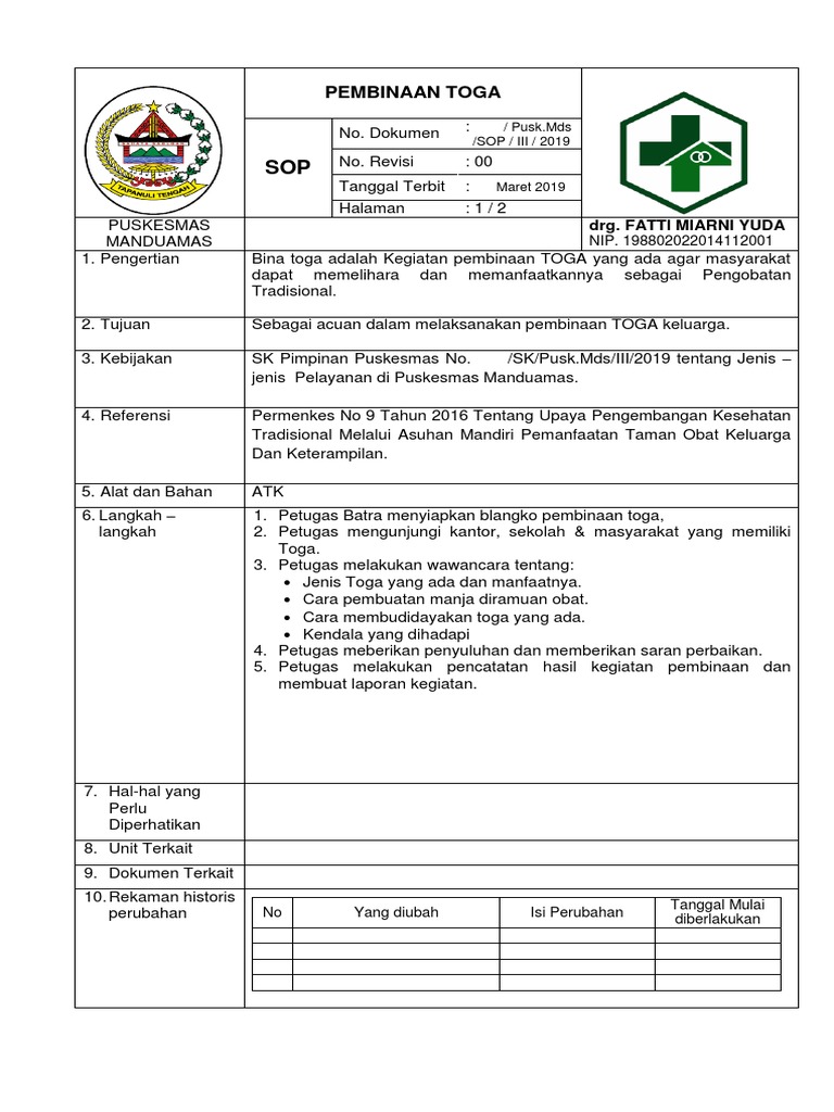 SOP Pembinaan TOGA | PDF | Karier & Perkembangan