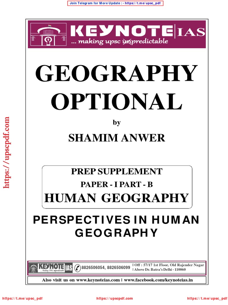 Human Geography OPTIONAL NOTES | PDF | Geography | Landscape