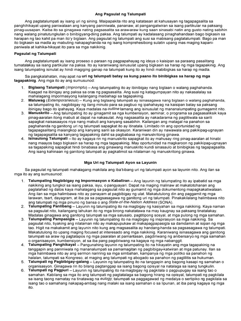 Ang Pagsulat NG Talumpati | PDF