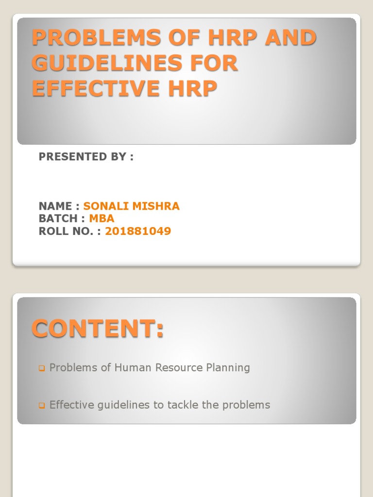Problems of HRP and Guidelines For Effective HRP | PDF | Human ...