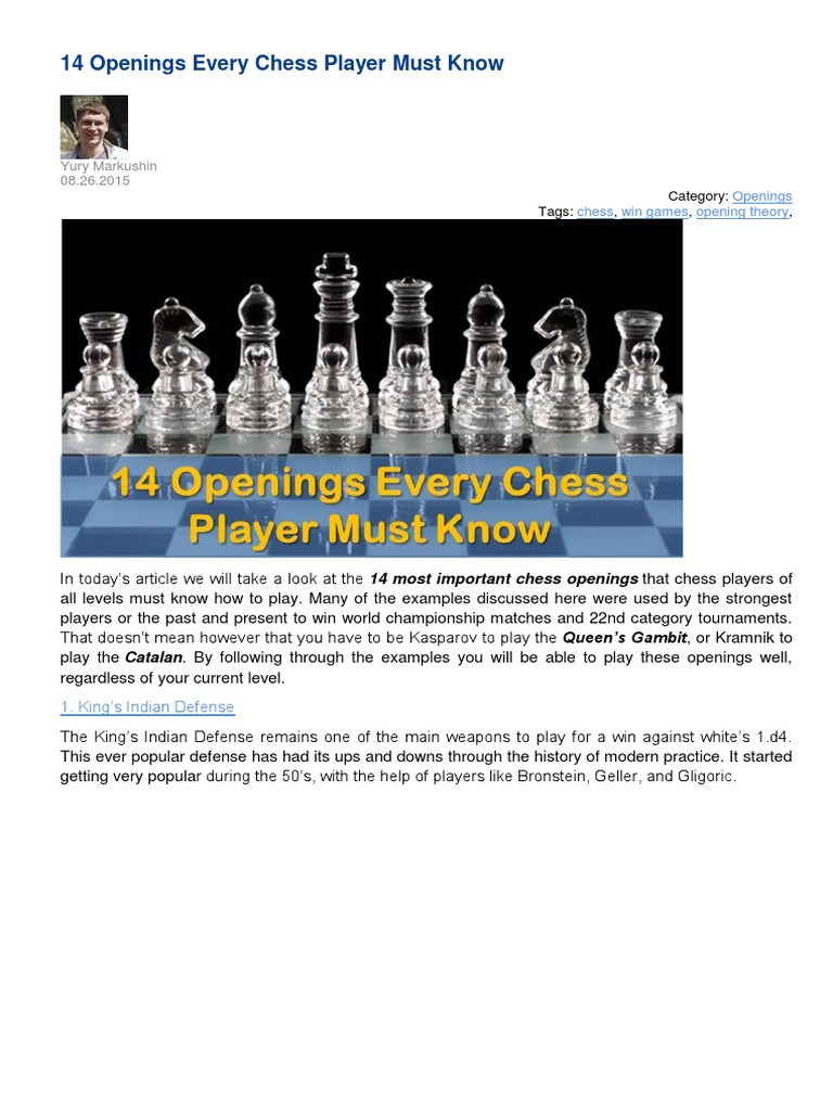 14 Openings Every Chess Player Must Know | PDF | Chess Openings | Chess ...