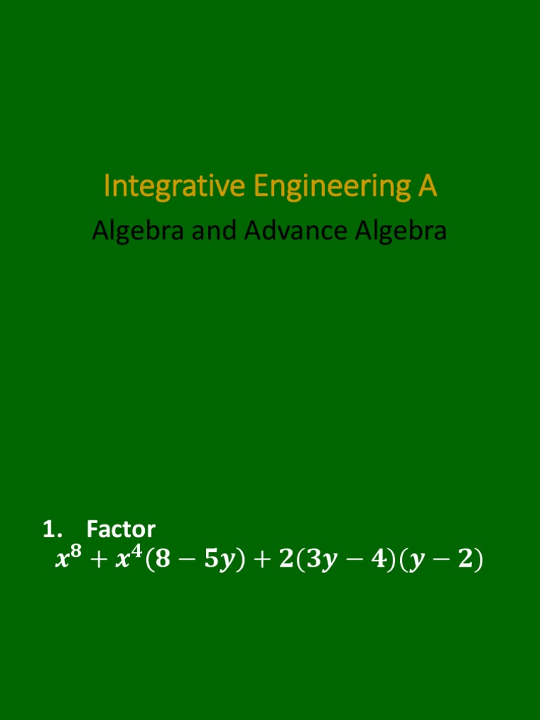Integrative Engineering A: Algebra and Advance Algebra | PDF | Mass ...