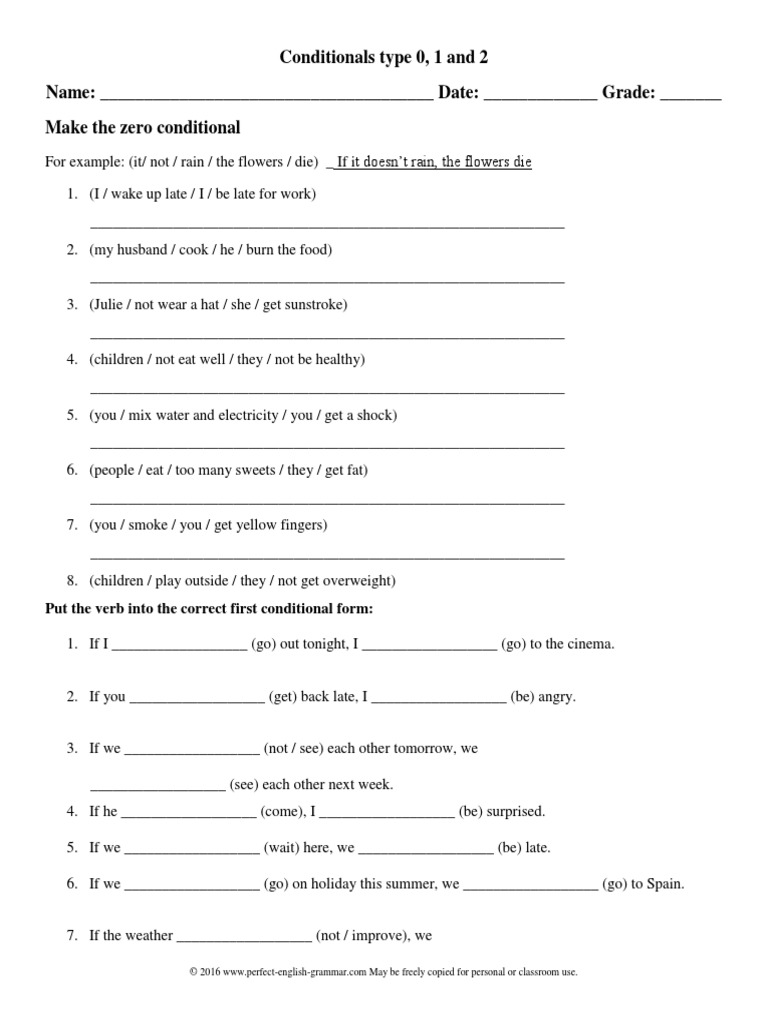 Conditionals Worksheet | PDF