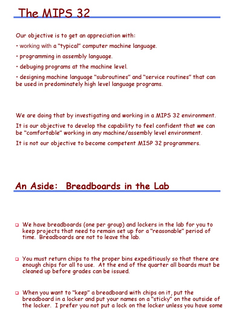 MIPS 32 in Brief | PDF | Subroutine | Assembly Language