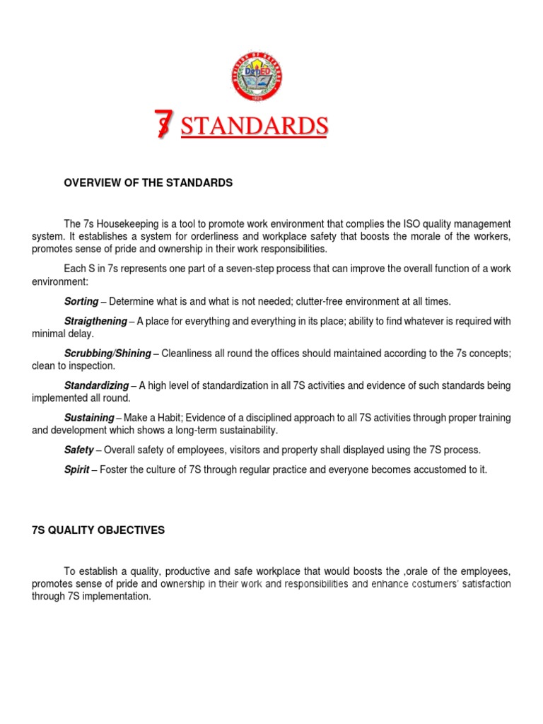 Standards: Overview of The Standards | PDF | Housekeeping | Waste