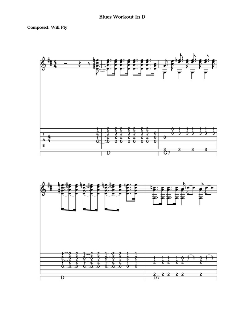 Blues Workout Exercises in D | PDF