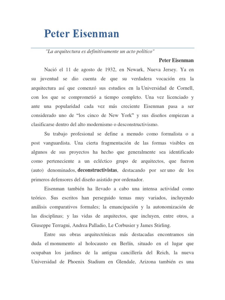 Peter Eisenman | PDF | Analogía | Diseño