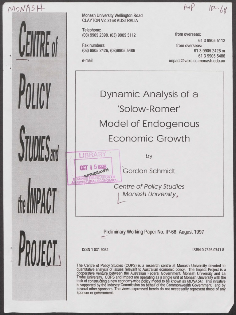 Monash ECONOMICS PAUL ROMER | PDF | Monopoly | Economic Growth