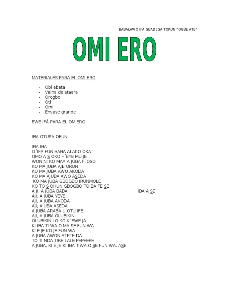 Omiero | PDF | Santeria | Religión étnica