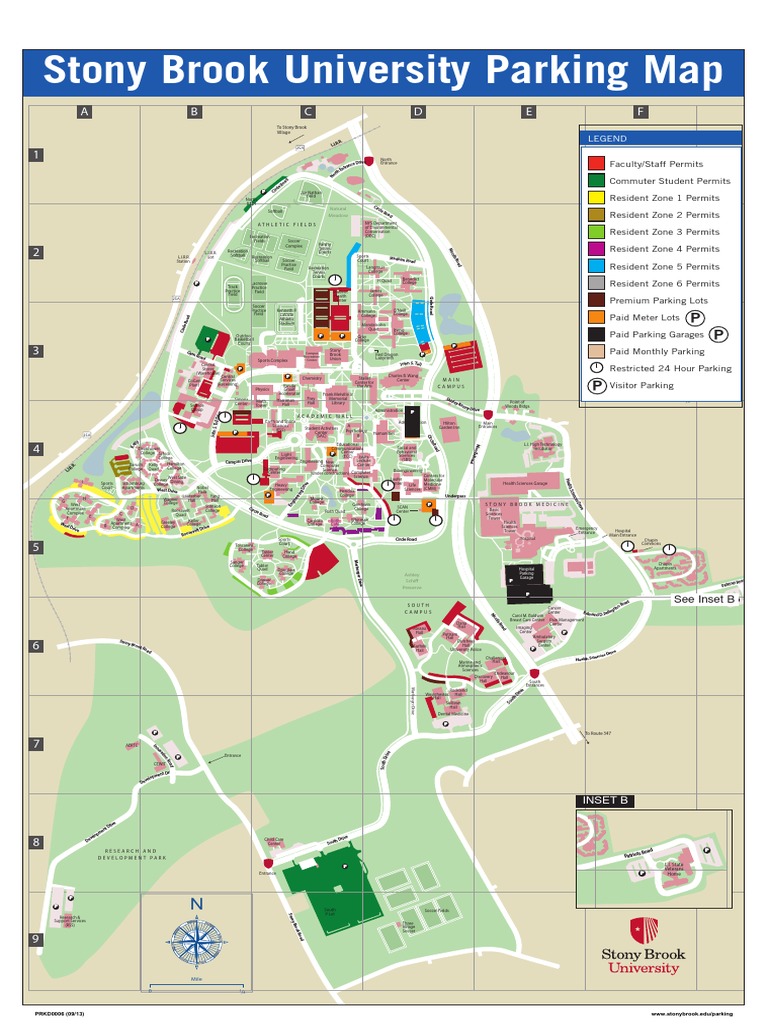 Stony Brook University Parking Map: F E D C B A | PDF | Sports | Leisure