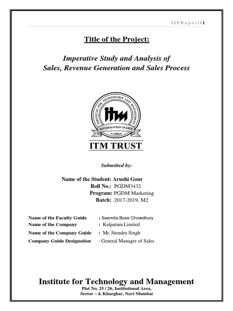 IIP Final Report | PDF | Advertising | Sales