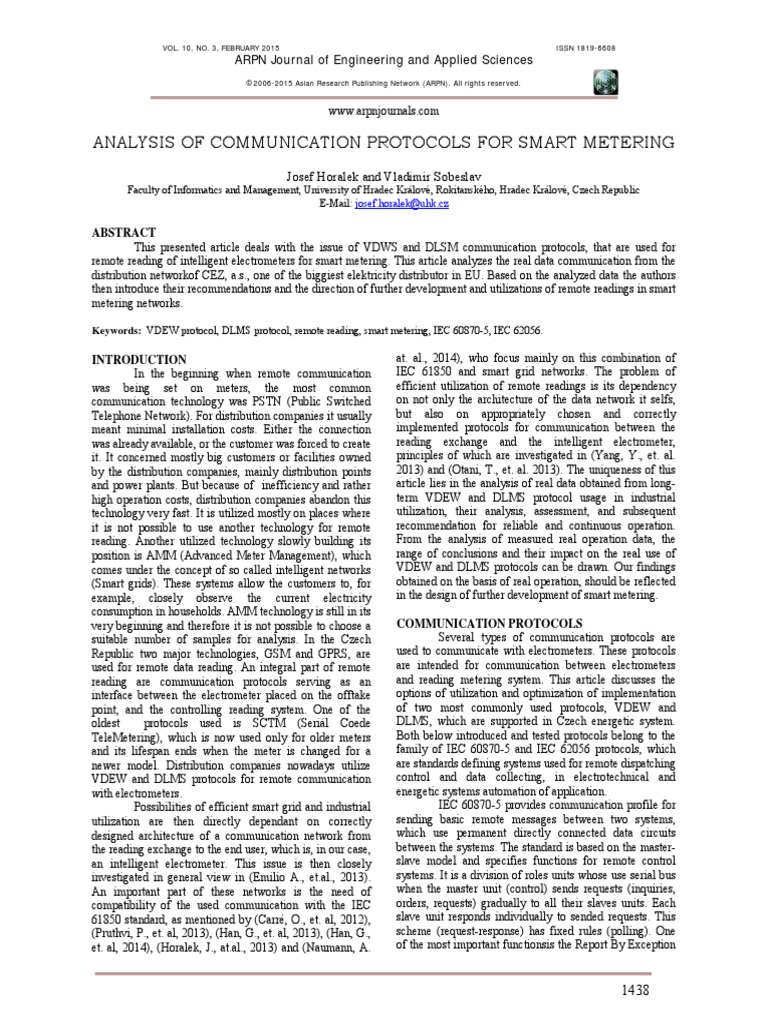 Analysis Of Communication Protocols For Smart Metering Pdf Osi Model Computer Network