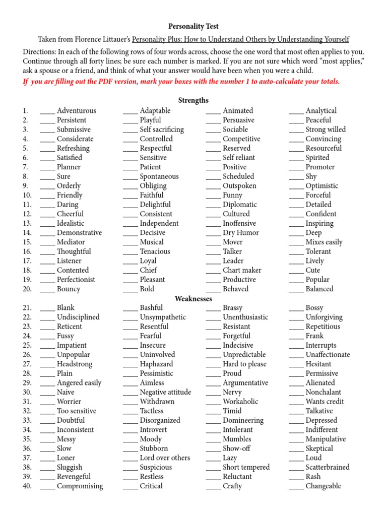 Color Profile Personality Test-1 PDF | PDF | Behavioural Sciences ...