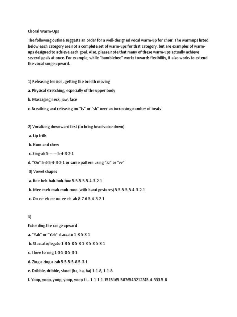 Choral Warm Ups | PDF | Language Arts & Discipline | Art