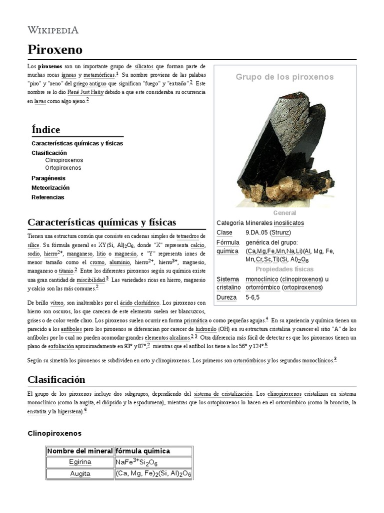 Piroxeno | PDF | Minerales | Materiales naturales