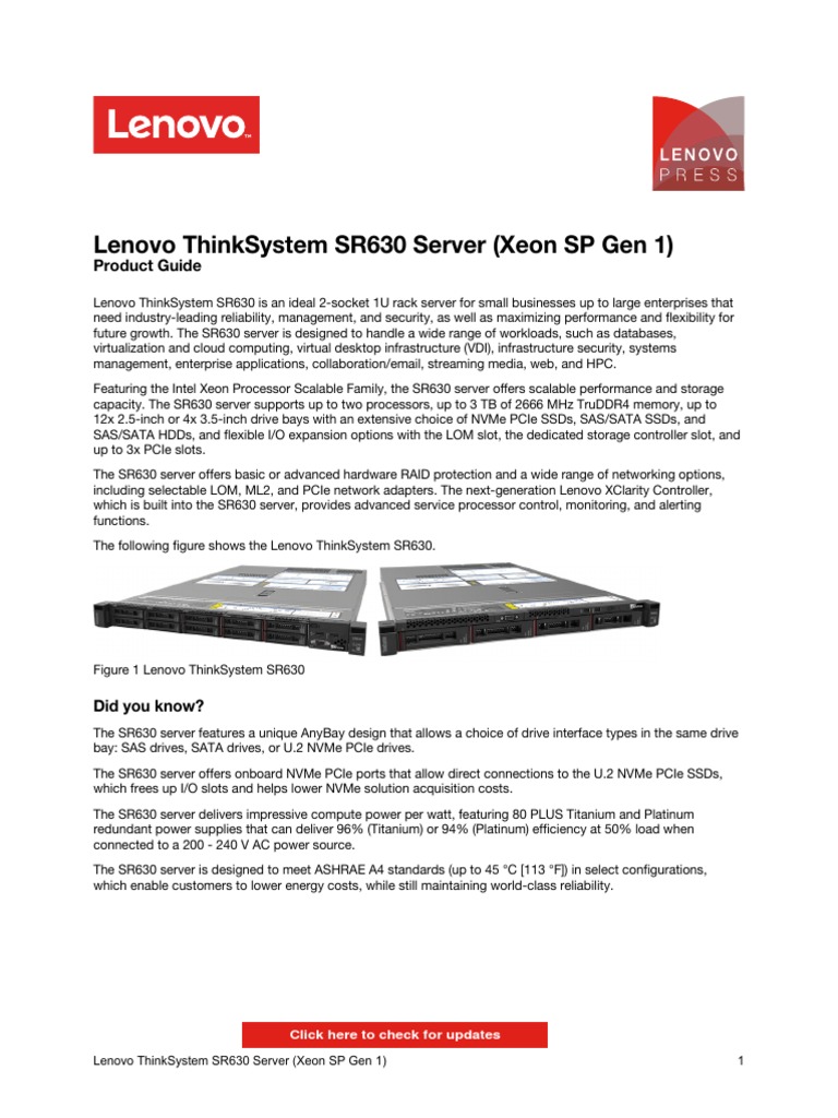 SR 630 Lenovo | PDF | Solid State Drive | Hard Disk Drive