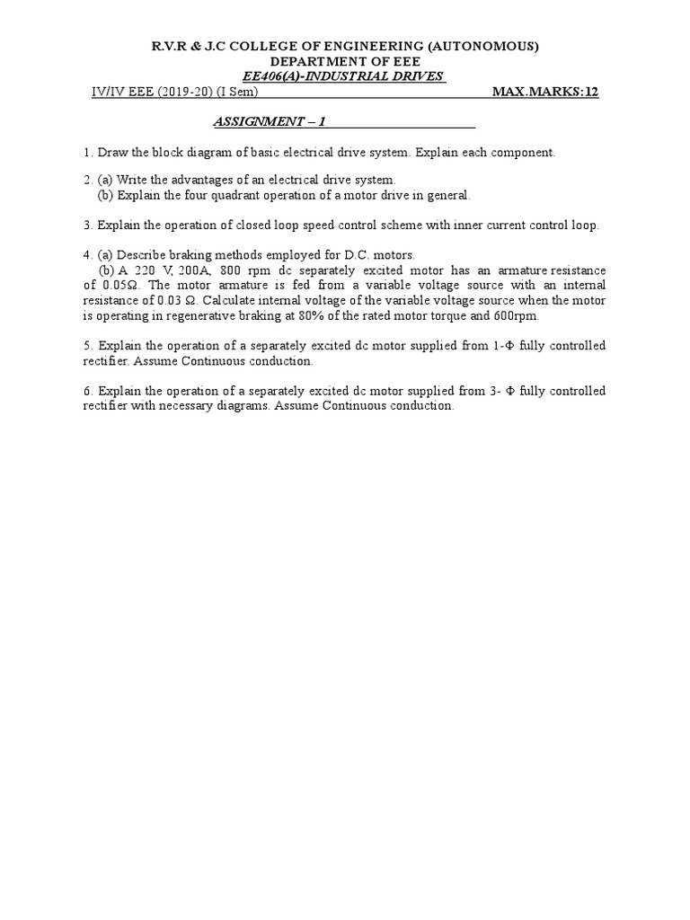 R.V.R & J.C College of Engineering (Autonomous) Department of Eee | PDF