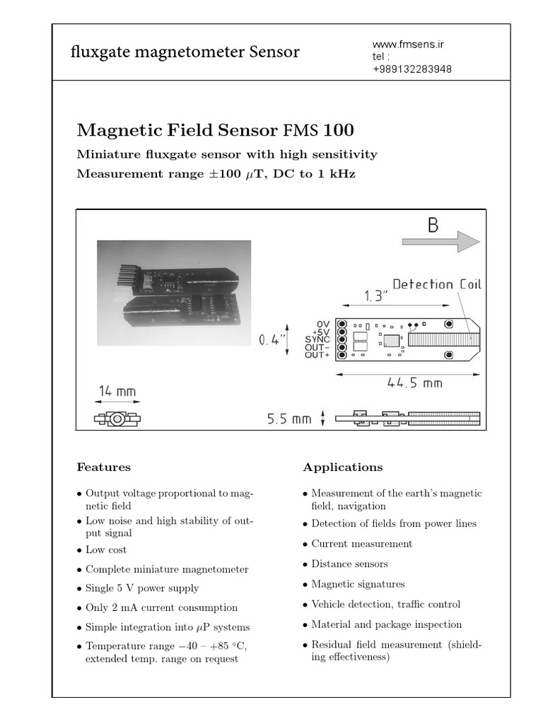Fluxgate Sensor Data Sheet - FMS 100 | PDF | Magnetometer ...