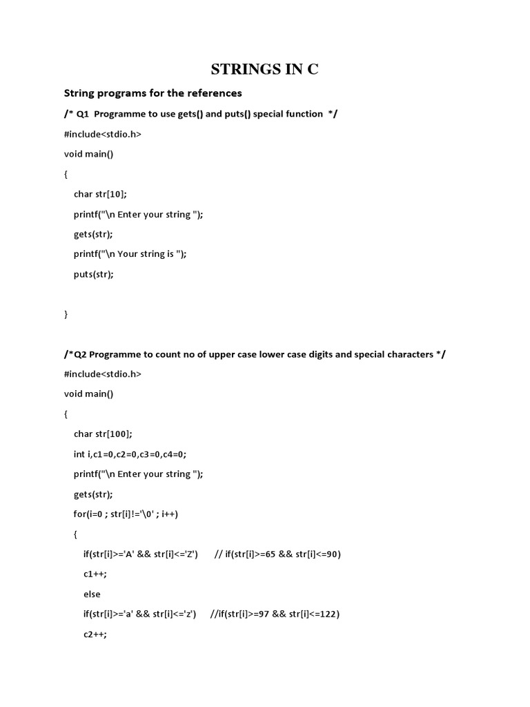 Strings in C: String Programs For The References | PDF | Unix Software ...