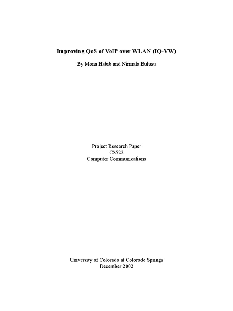 Qos of Voip Over Wlan | PDF | Voice Over Ip | Session Initiation Protocol