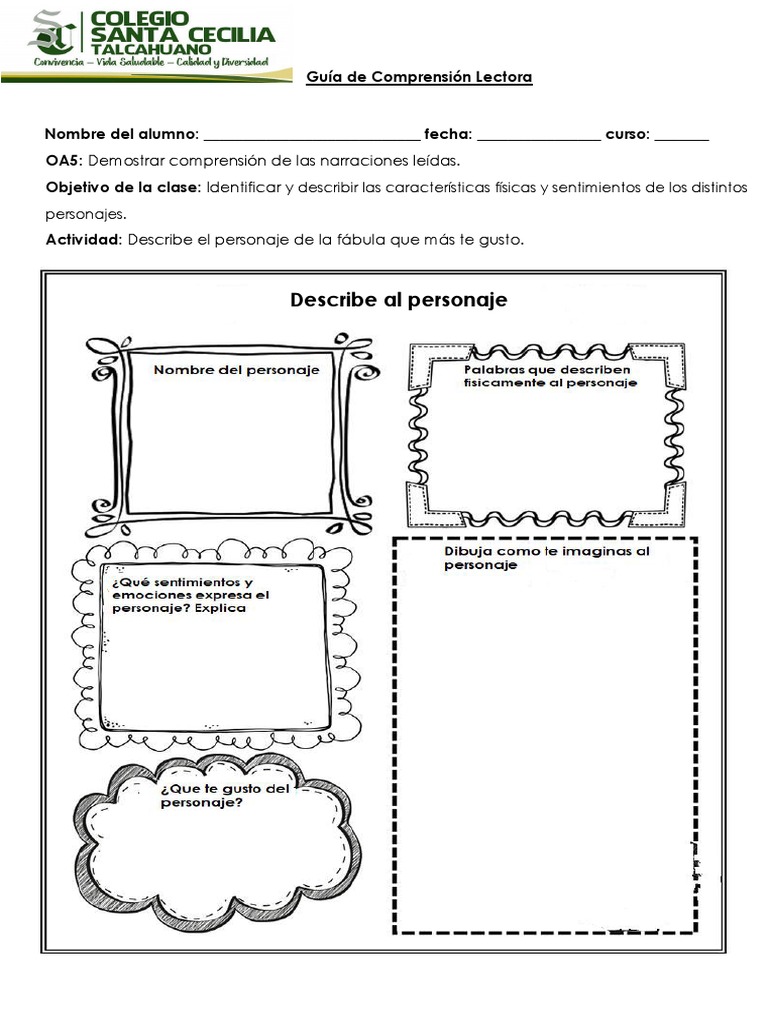 Guía para Describir Personajes | PDF | Artes del Lenguaje y Comunicación