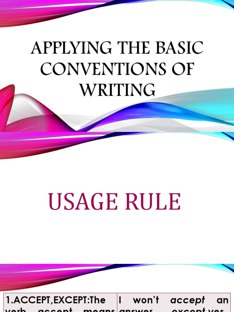 Applying The Basic Conventions of Writing | PDF | Verb | Adjective