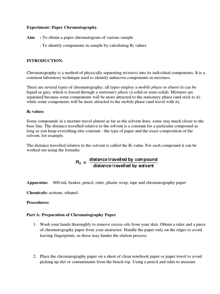 Lab-Manual-Paper Chromatography-1 | PDF | Elution | Chromatography