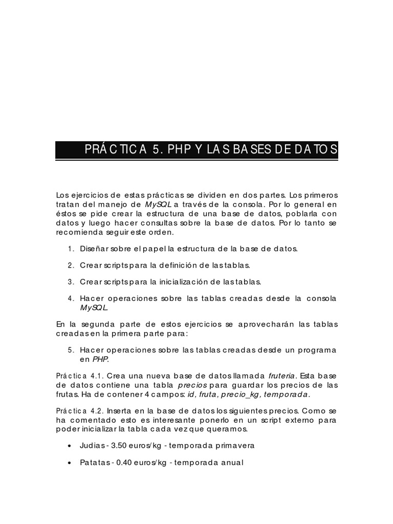 4p - PHP y Las Bases de Datos - PHP Basico | PDF | Archivo de computadora | Bases de datos