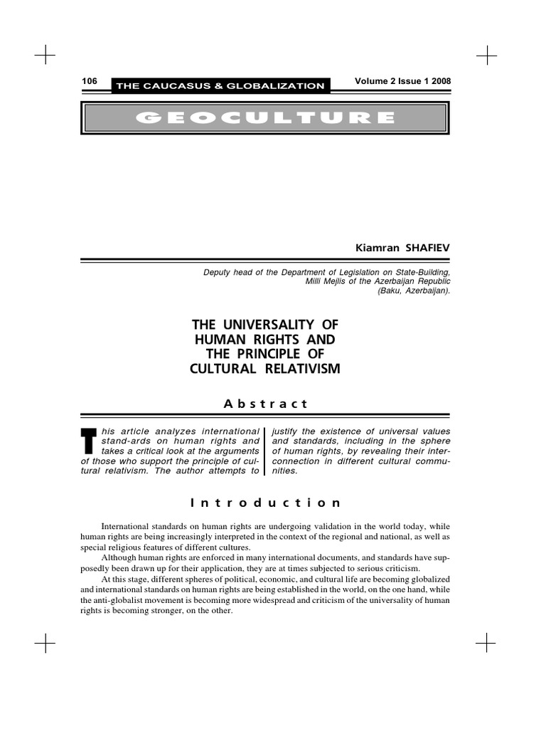 The Universality of Human Rights and The Principle of Cultural ...