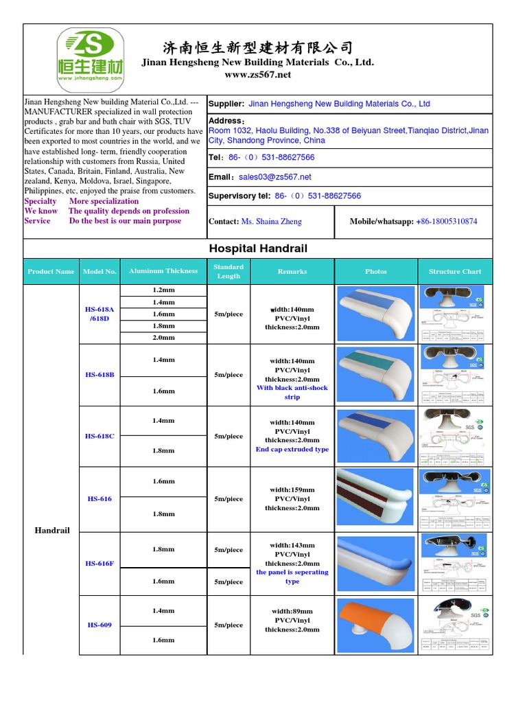 Jinan Hengsheng New Building Materials Co., LTD.: Hospital Handrail ...