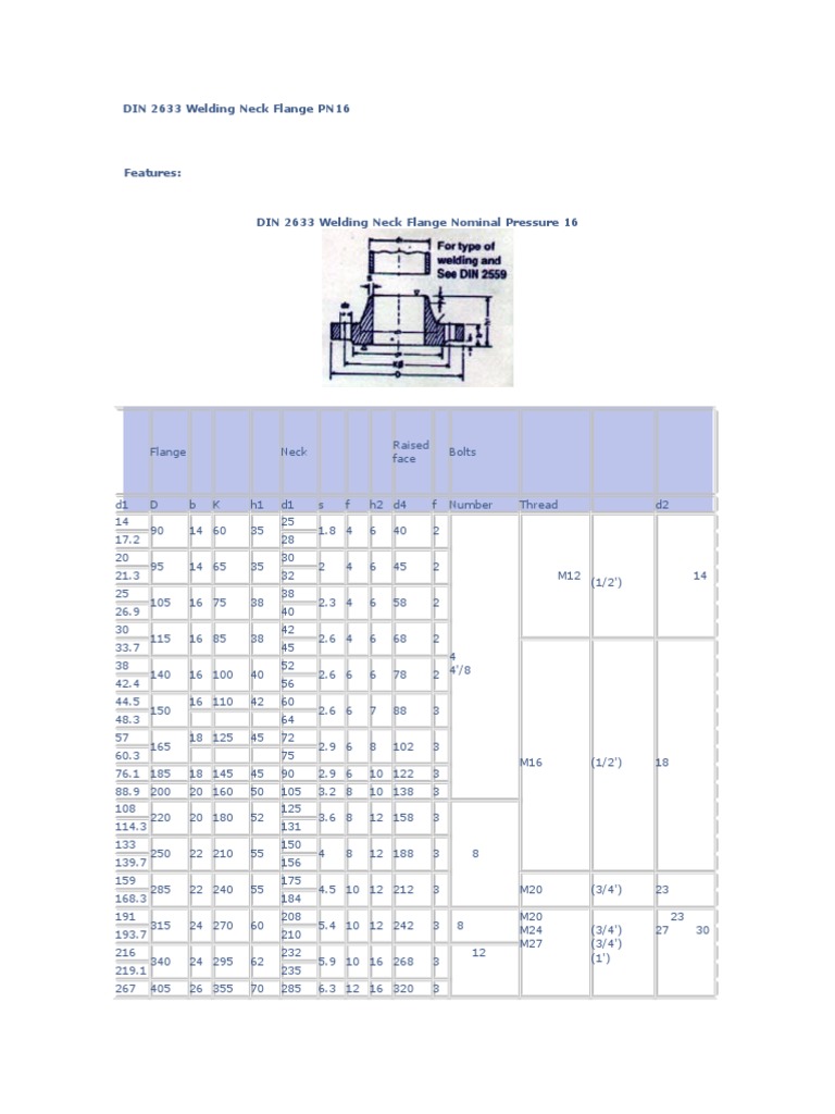 DIN 2633 PN16 Flange Specifications | PDF | Unrest