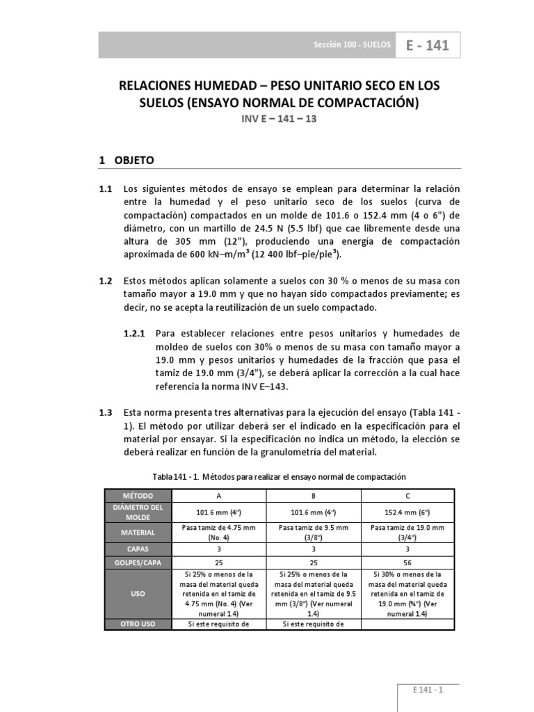 SECCION 100 INV E 13 - 141 y 142 | PDF | Densidad | Agua