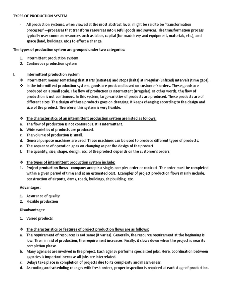 Types of Production System | PDF | Operations Management | System