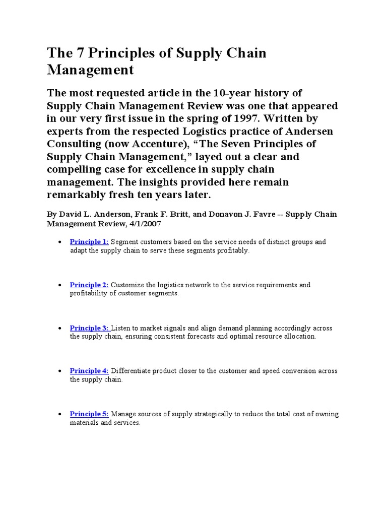 The 7 Principles of Supply Chain Management | PDF | Supply Chain ...