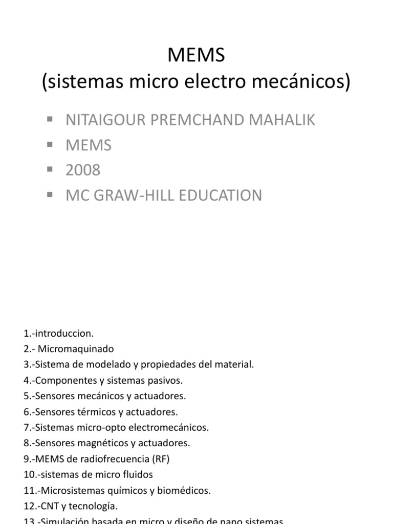 MEMS | PDF | Sistemas micro electromecánicos | Sensor