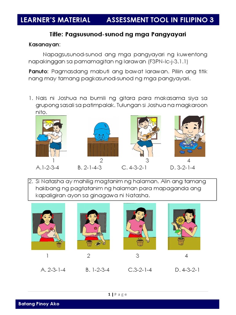 ASSESSMENT TOOLS FILIPINO For Pilot Testing | PDF