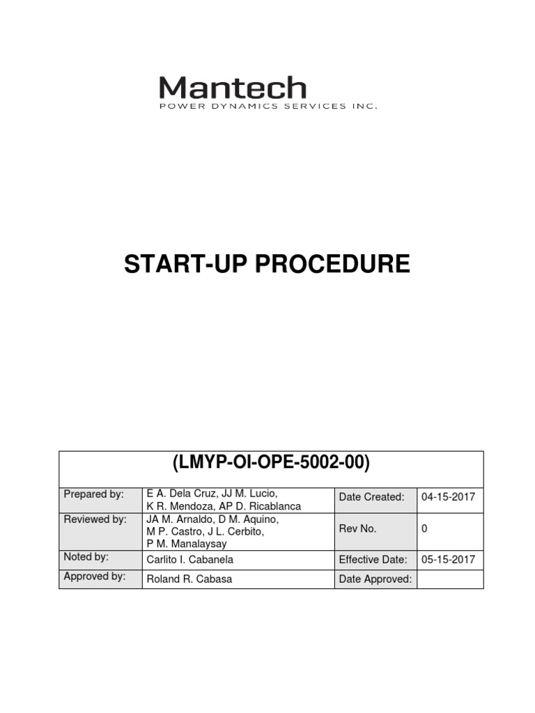 3 - Start-Up Procedure | PDF | Pump | Boiler