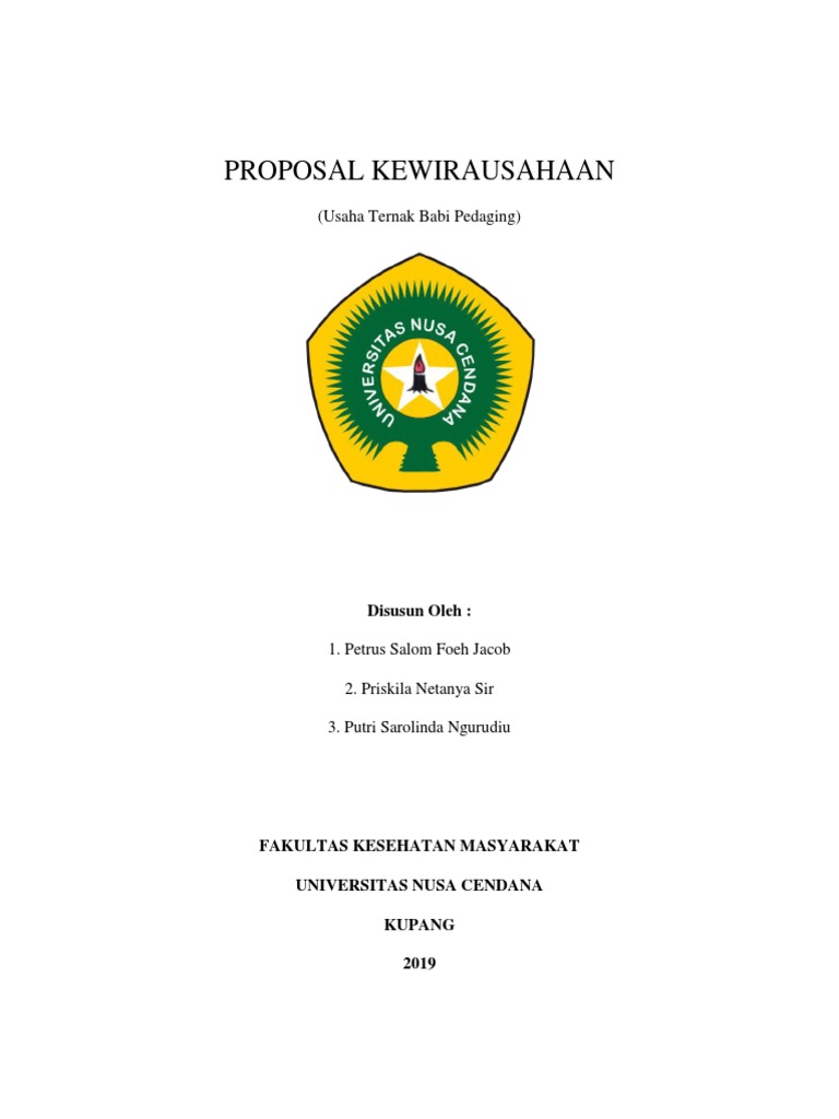 Cover Proposal Kewirausahaan | PDF | Pengembangan Diri | Sains & Matematika