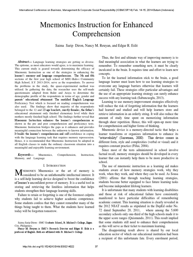 GHKNBC | PDF | Mnemonic | Reading Comprehension