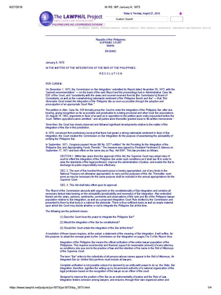 In The Matter of The Integrated Bar of The Philippines | PDF | Bar ...