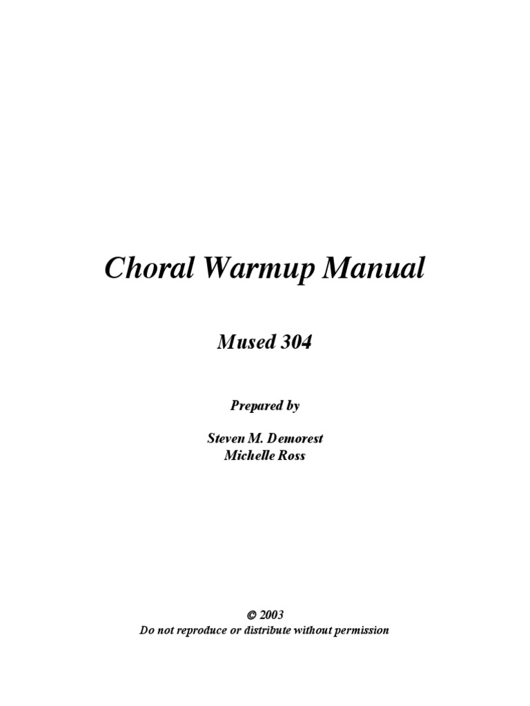 Choral Warmup Manual | PDF | Singing | Vowel
