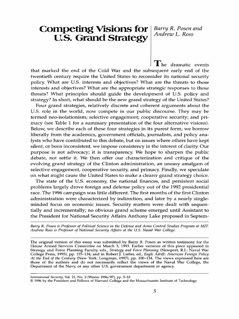 Competing Visions For Grand Strategy: Arry | Download Free PDF | Grand ...