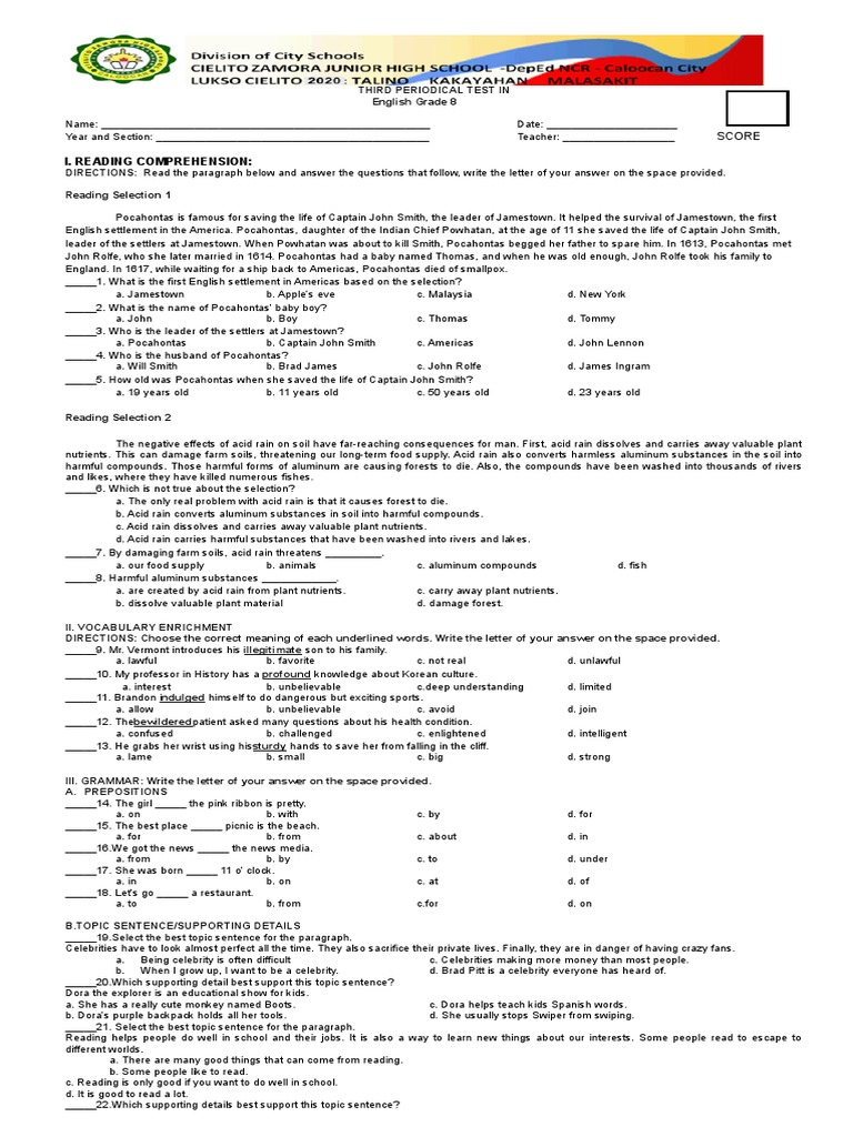 Pre Final Exam Edited | PDF | Jamestown, Virginia