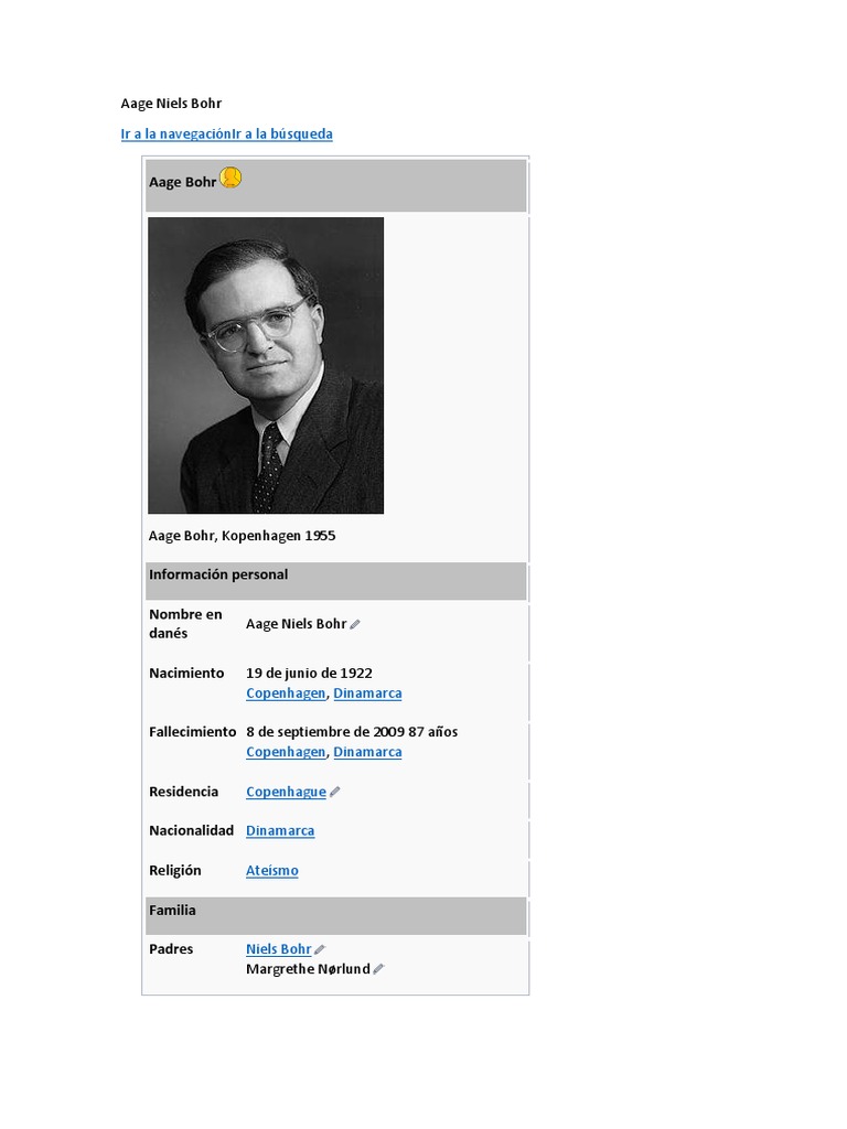 Aage Bohr: Nobel en Física Nuclear | PDF | Niels Bohr | Física